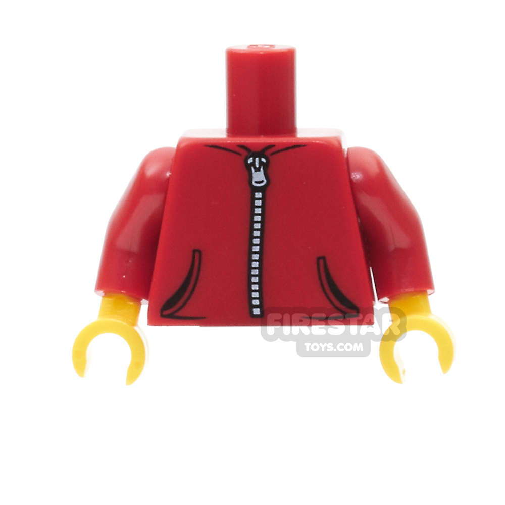 LEGO Mini Figure Torso - Red Hoodie With Zip